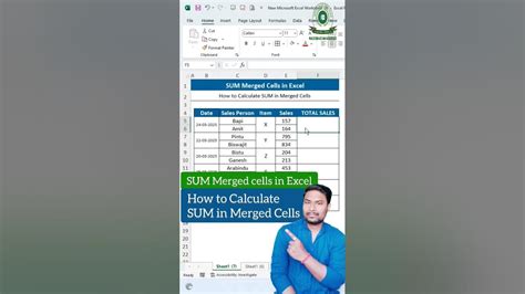 Sum Merged Cells In Excel 👉 How To Calculate Sum In Merged Cells In Excel Msexcel
