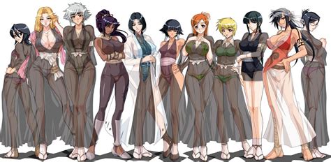 Kuchiki Rukia Shihouin Yoruichi Inoue Orihime Matsumoto Rangiku Sui Feng And 6 More Bleach