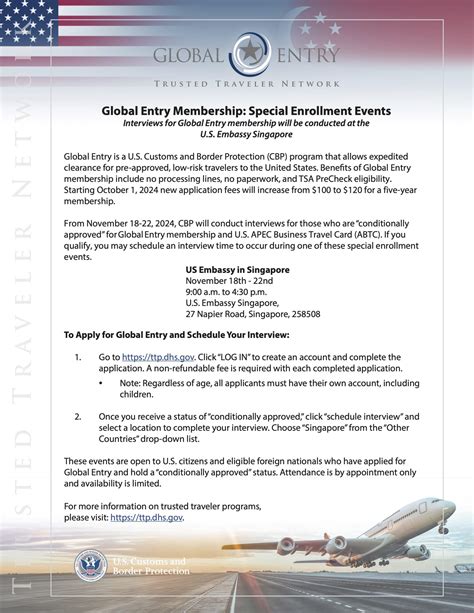 Global Entry Enrollment Event Us Embassy In Singapore