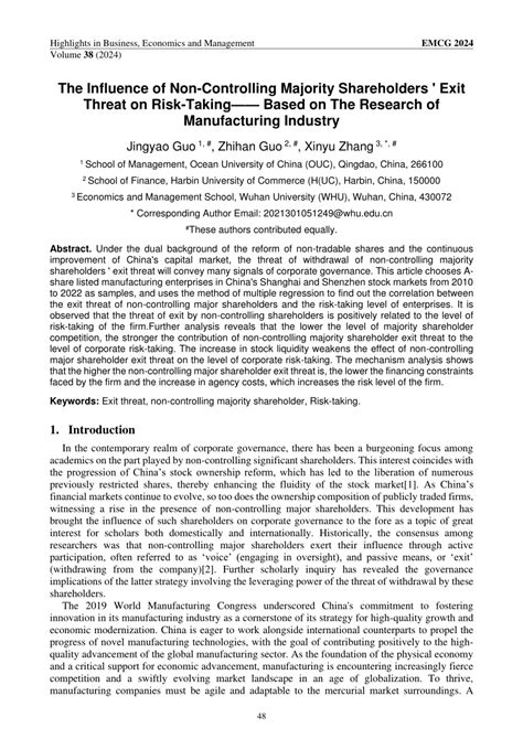 Pdf The Influence Of Non Controlling Majority Shareholders Exit