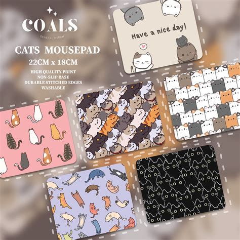 Cute Cats Kawaii Mousepad Coals Mouse Pad Shopee Philippines