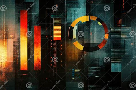 Exploring Abstract Data Visualization Charts And Graphs In Vibrant Hues Stock Illustration