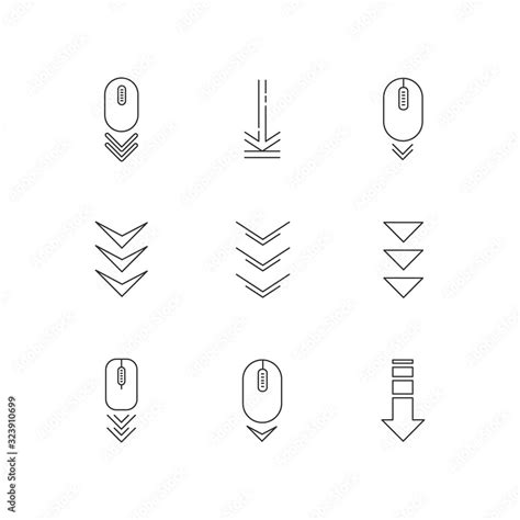 Scroll Down Buttons Pixel Perfect Linear Icons Set Web Cursor Pc Elements With Arrowheads