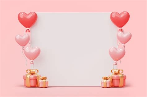 발렌타인 데이 대 한 3d 빈 배너 배경 무료 Psd 파일