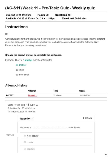 ac s11 week 11 pre task quiz weekly quiz ingles iii ac s11