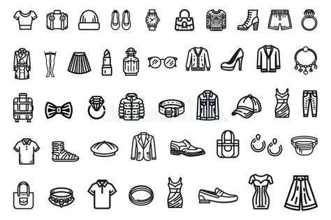 Fashion Icons Set Thin Line Style Isolated Stock Vector Illustration Of Coat Fashion 296241866
