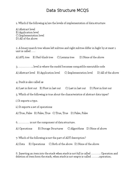 data structure mcqs pdf pdf queue abstract data type array data