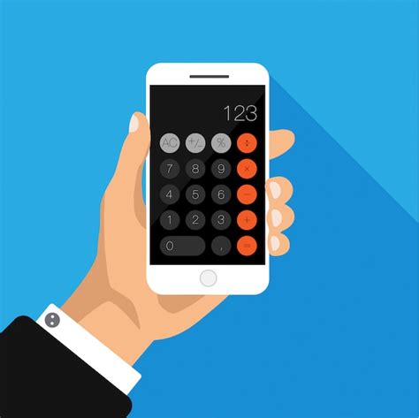 Premium Vector Flat Design Of Hand Holding Phone With Calculator App On Screen