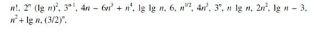 solved n 2” 1g n 3 1 4n 6n n lg lg n 6 n