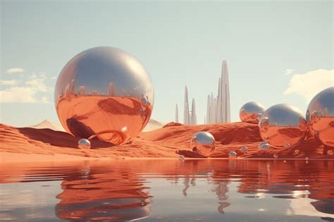 Surreal desert with floating mirages | Premium AI-generated image