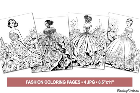Coloring Pages For Adults Fashion Illustration Par Mockup Station