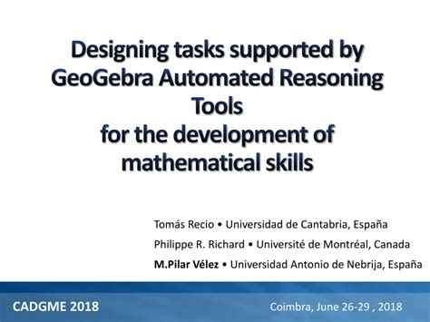 Pdf Designing Tasks Supported By Geogebra Automated Reasoning Tools For The Development Of
