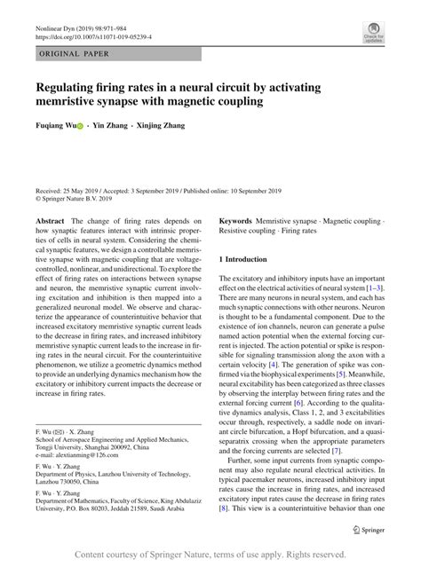 Regulating Firing Rates In A Neural Circuit By Activating Memristive Synapse With Magnetic