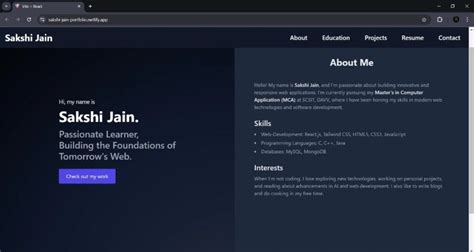 Webdevelopment Reactjs Portfolio Tailwindcss Codingjourney Sakshi Jain
