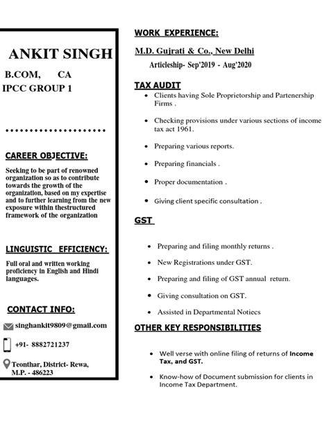 Ankit Singh Resume 1 Pdf Accounting Procedural Knowledge