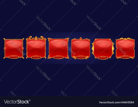 Golden Vintage Game Frames Red Buttons Ui Vector Image