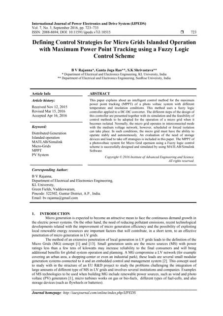 defining control strategies for micro grids islanded operation with