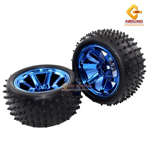 ล้อยางวิบากหนาม Smart Car 85mm ข้อต่อหกเหลี่ยม สีน้ำเงิน ขาย Arduino อุปกรณ์ Arduino คุณภาพดี