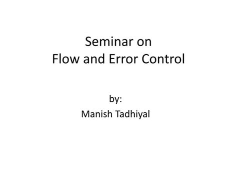 flow control and error control ppt