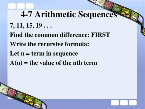 Ppt 4 7 Arithmetic Sequences Powerpoint Presentation Free Download