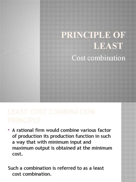 principle of least cost combination pdf