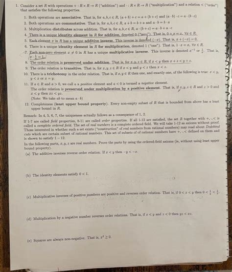 Solved Consider A Set R With Operations RRR Addition Chegg