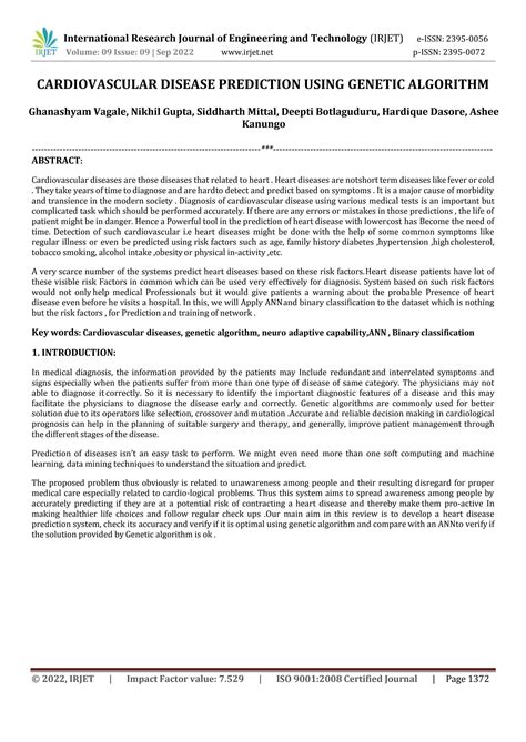 CARDIOVASCULAR DISEASE PREDICTION USING GENETIC ALGORITHM By IRJET Journal Issuu