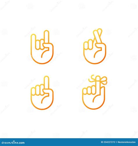 Informative Hand Gestures Pixel Perfect Gradient Linear Vector Icons