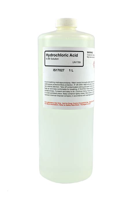 Hydrochloric Acid Solution 60m 1 Liter Nebraska Scientific