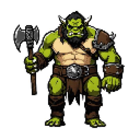 Premium Vector Pixel Art Character Enemy Orc Lord From Games Retro