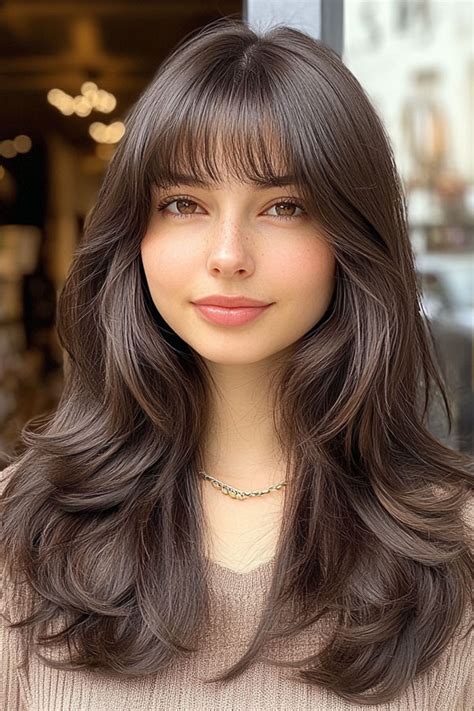 50 Layered Haircuts With Fringe For Long Hair Silky Layers With Full