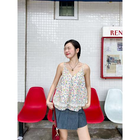 Áo hai dây hoa babydoll dây chéo lưng - Remmus cho nữ | Shopee Việt Nam