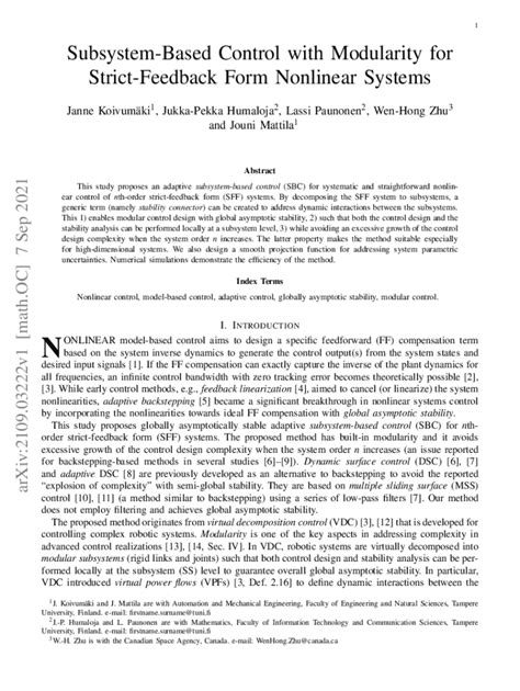 Fillable Online Subsystem Based Control With Modularity For Strict Feedback Form Fax Email