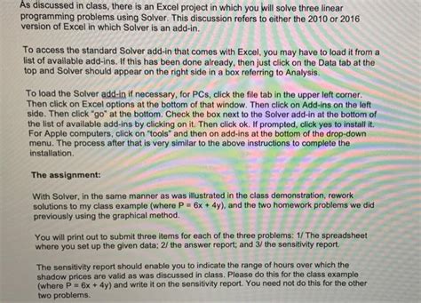 As Discussed In Class There Is An Excel Project In