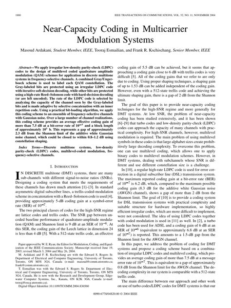 Pdf Near Capacity Coding In Multicarrier Modulation Systems