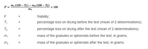 Friability Calculation Formula