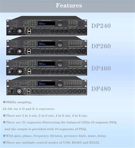 4 Input 8 Output Professional Audio Speaker Management System Dsp Digital Audio Processor