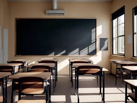 Premium Photo A Classroom Scene With A Clean Blackboard