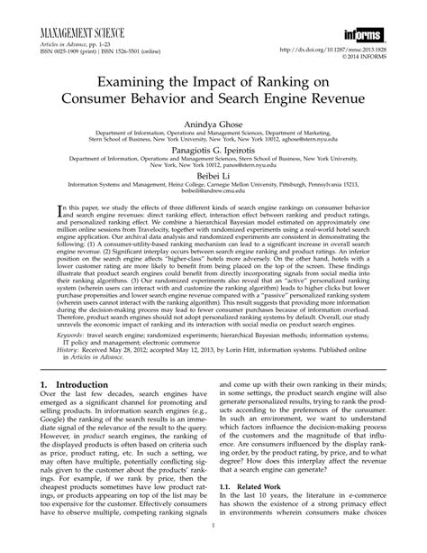 Pdf Examining The Impact Of Ranking On Consumer Behavior And Search
