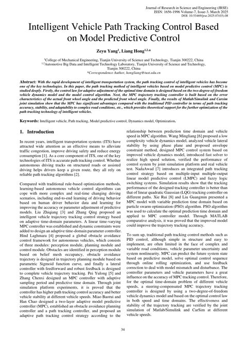 Pdf Intelligent Vehicle Path Tracking Control Based On Model