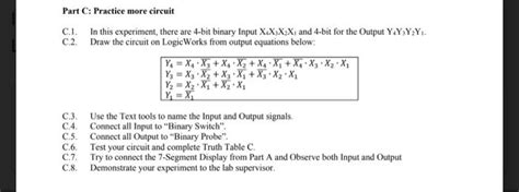 Solved C1 In This Experiment There Are 4 Bit Binary Input