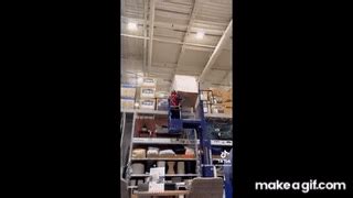 Lowes Employee Gets Stuck On Lift With Heavy Box On Make A 