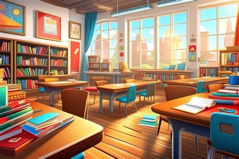 Premium Ai Image School Class And Library Room With Books Created