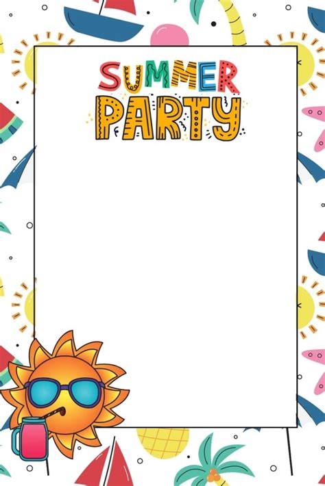 Printable Blank Summer Party Invitation Templates [pdf Included