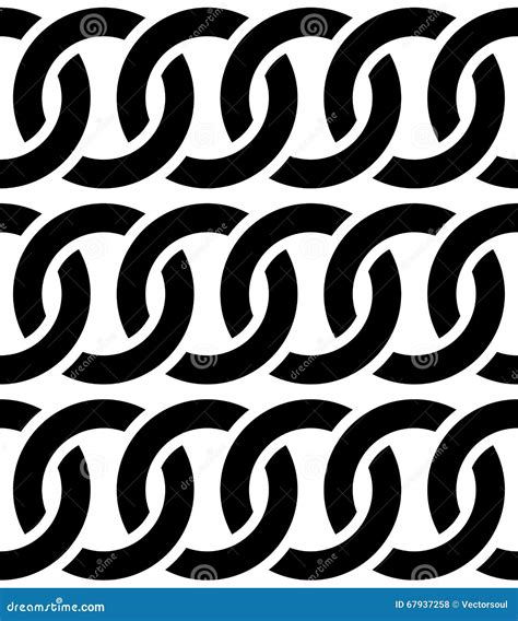 Contour Of Interlocking Circles Rings Seamless Monochrome Pattern Stock Vector Illustration