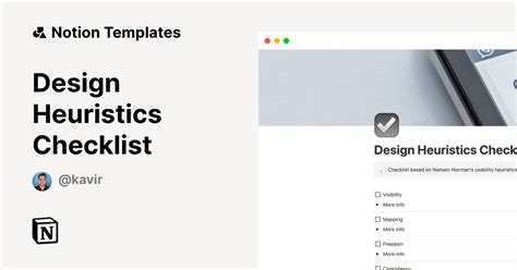 Design Heuristics Checklist Template Notion Marketplace