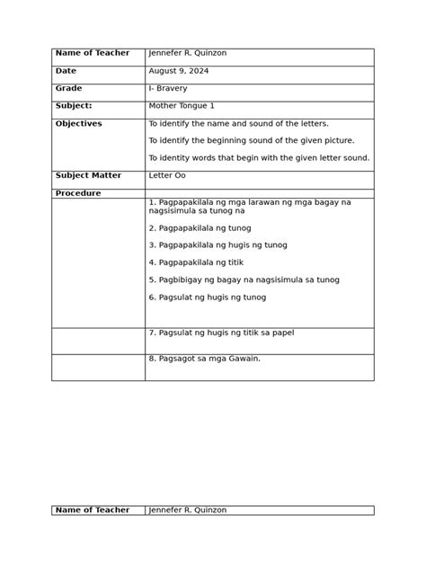 Intervention Lesson Plan Pdf