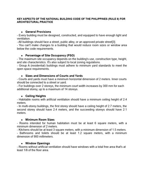 Key Aspects Of The National Building Code Of The Philippines Pdf Ventilation Architecture