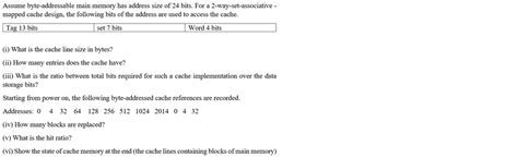 Discussion Assume Byte Addressable Main Memory Has Address Size Of 24