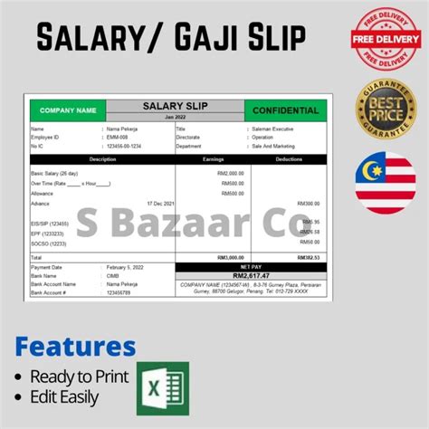 Auto Accessories Template Slip Gaji Payslip Auto Calculation